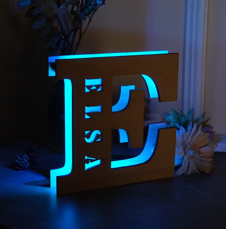 Custom Wooden Alphabet Night Light ,initial LED Night Light ...