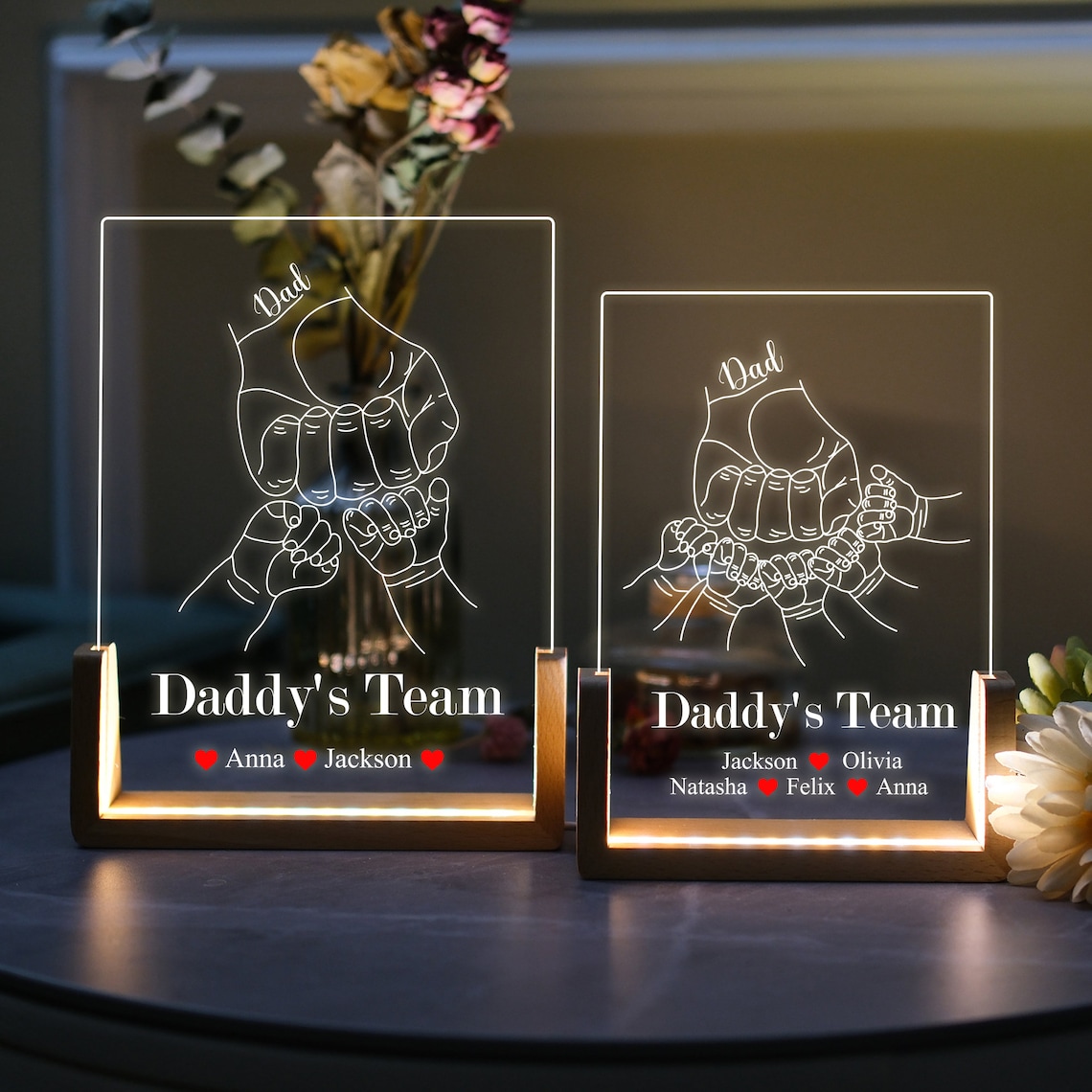 Fist Bump Family Hands/ Family Hands LED Light/birthday Father's Day ...