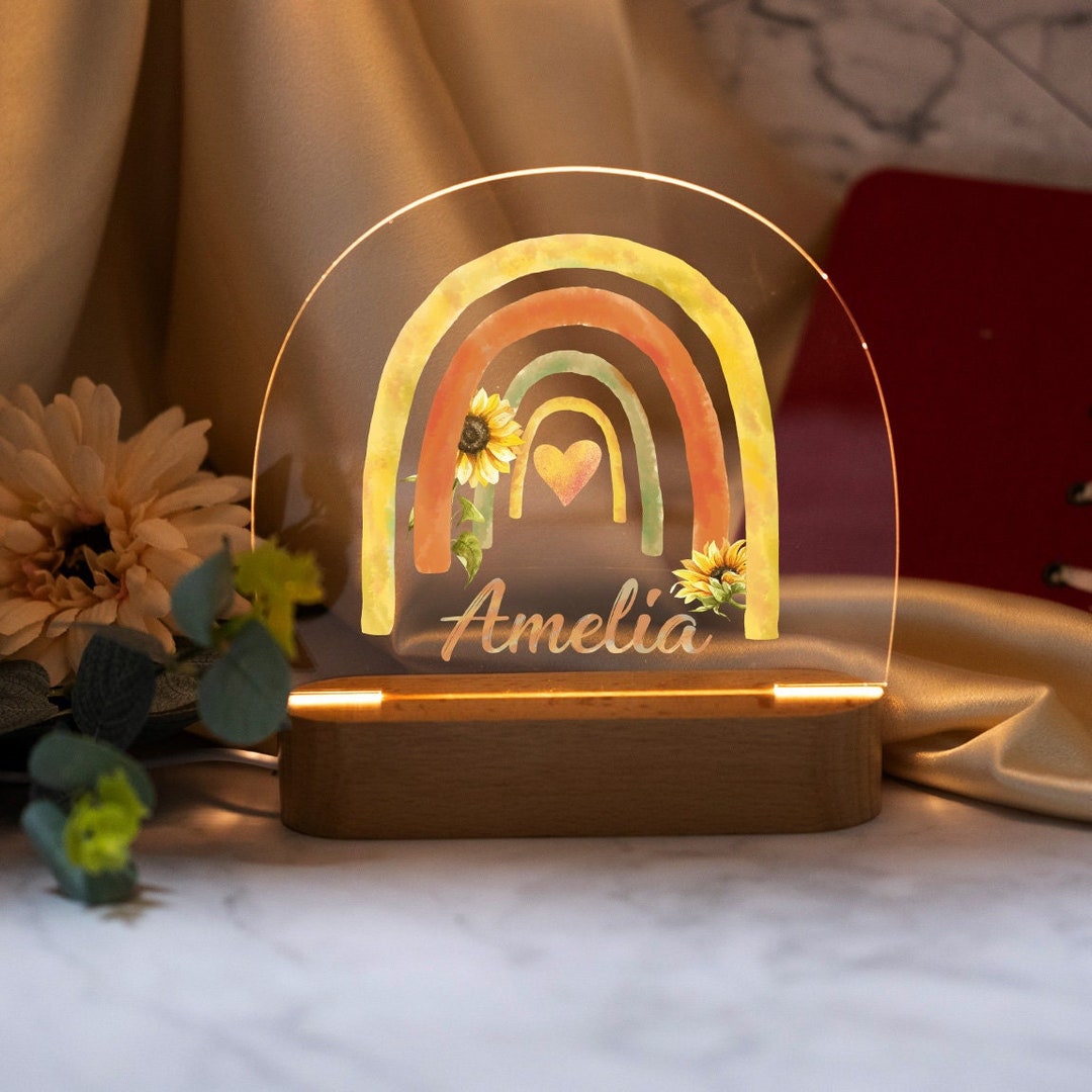 Personalized Rainbow Night Light: Acrylic Kids Room Decor - Etsy UK