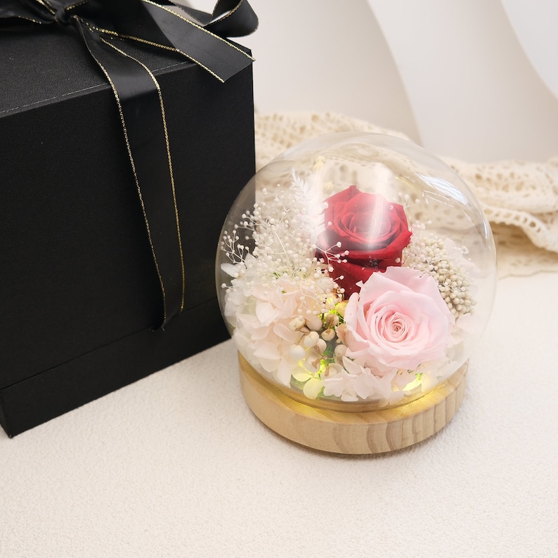 Preserved Rose Flower Dome: LED Night Light, Birthday Gift， Mother's ...