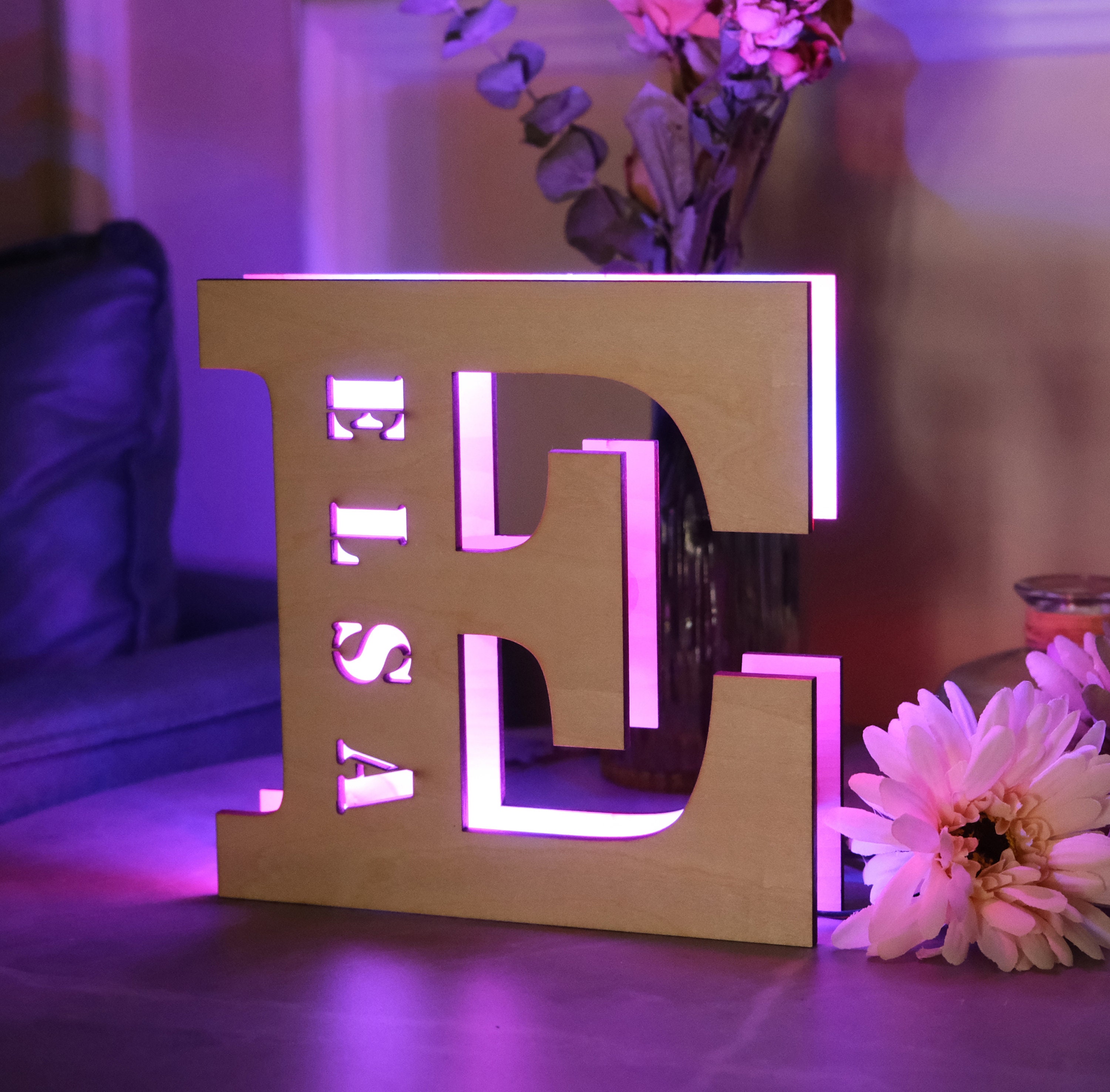 Custom Wooden Alphabet Night Light ,initial LED Night Light ...