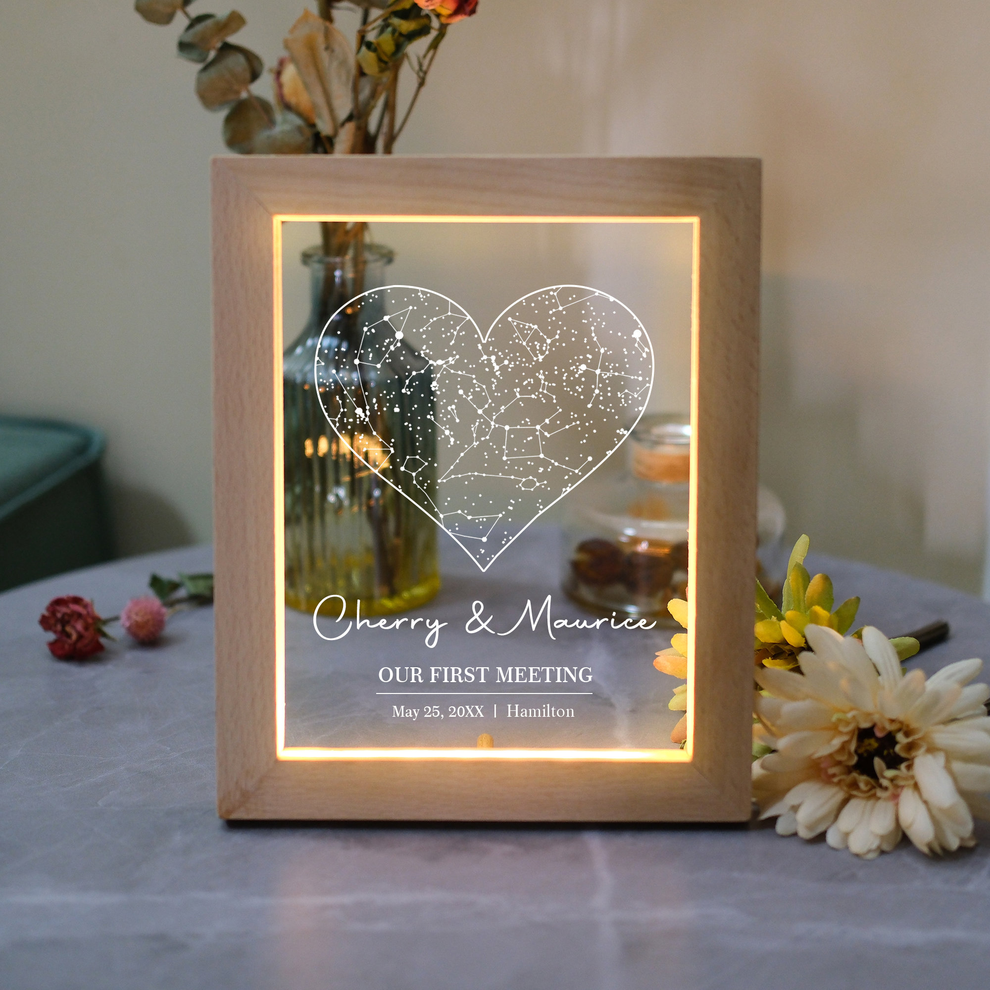 Custom Night Sky With LED Light Frame, Anniversary Gift, Birthday Gift ...
