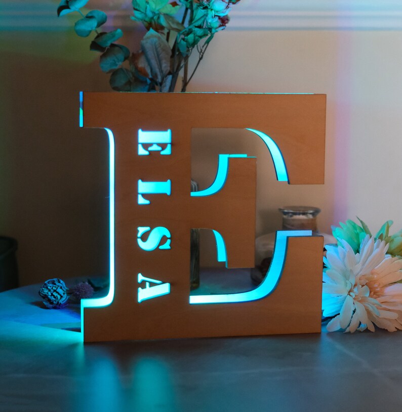 Custom Wooden Alphabet Night Light ,initial LED Night Light ...