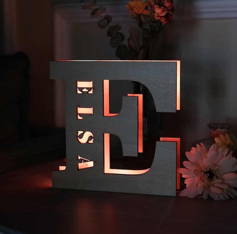 Custom Wooden Alphabet Night Light ,initial LED Night Light ...