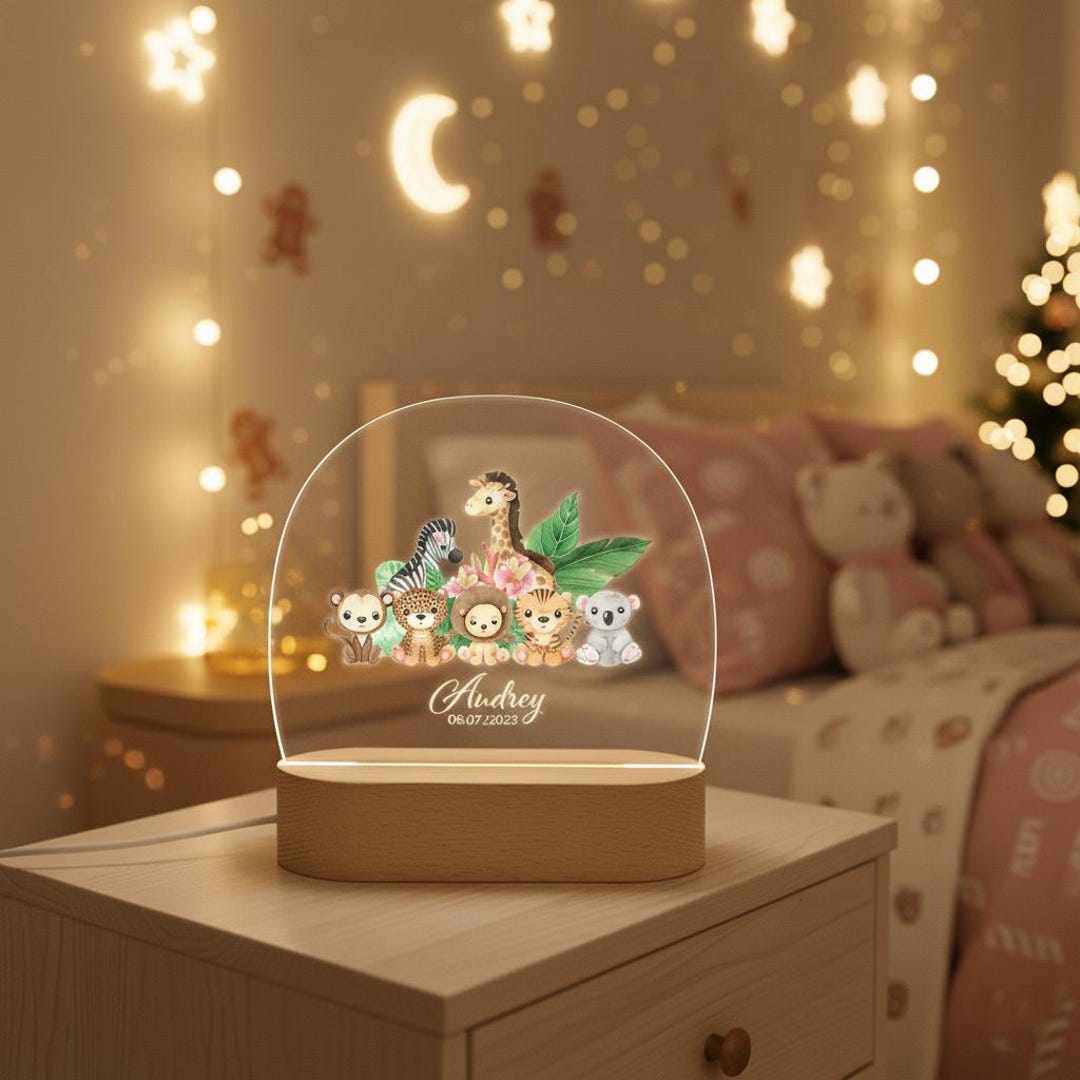 Personalized Safari Animal Night Light • Custom Nursery Decor - Etsy