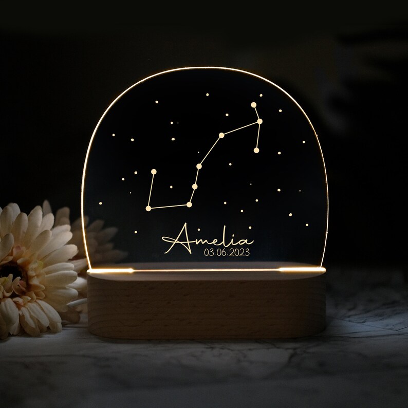 Personalized Night Lamp With Name and Zodiac Signconstellation Sign ...