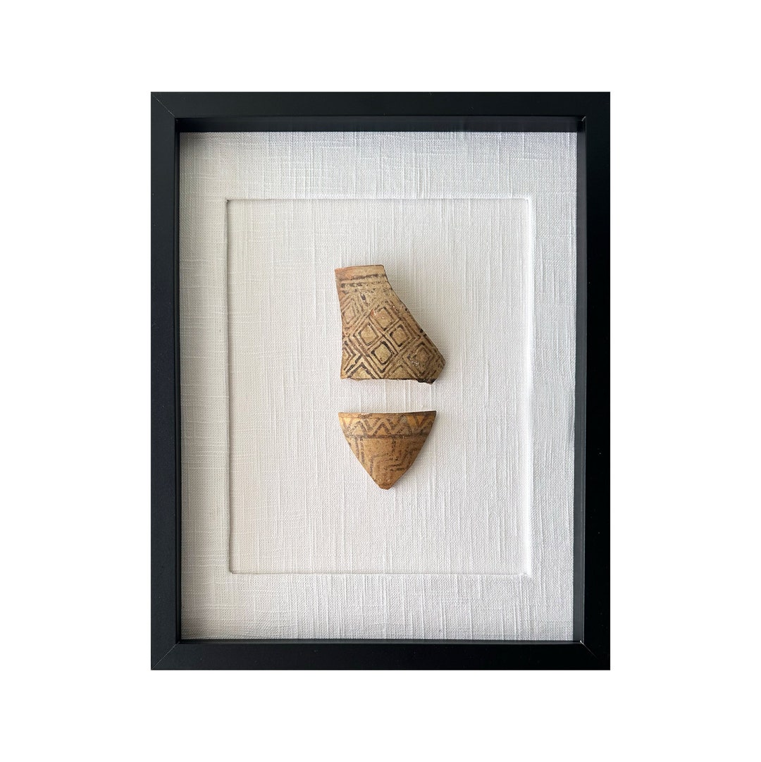 Ancient Pottery Art Framed Pottery Shards in Shadowbox Black Frame With ...