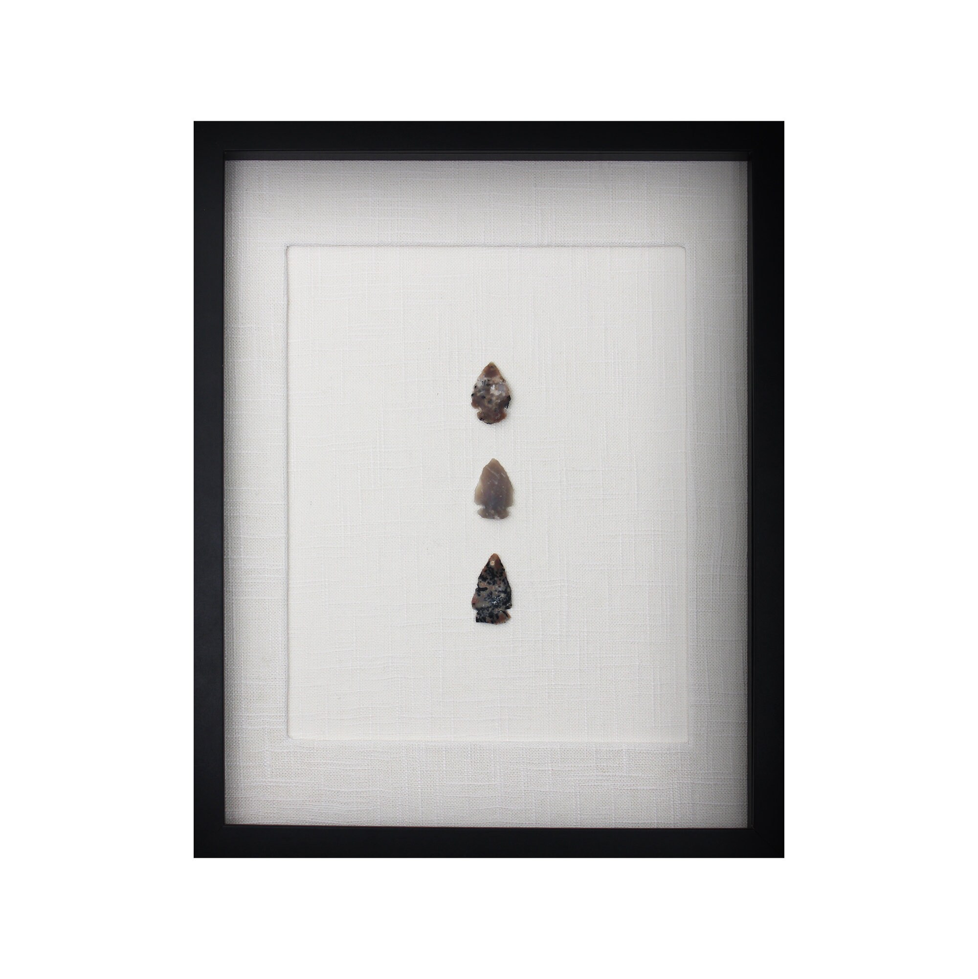 Framed Arrowheads Natural Stone Ivory Linen Matting Shadowbox Frame ...