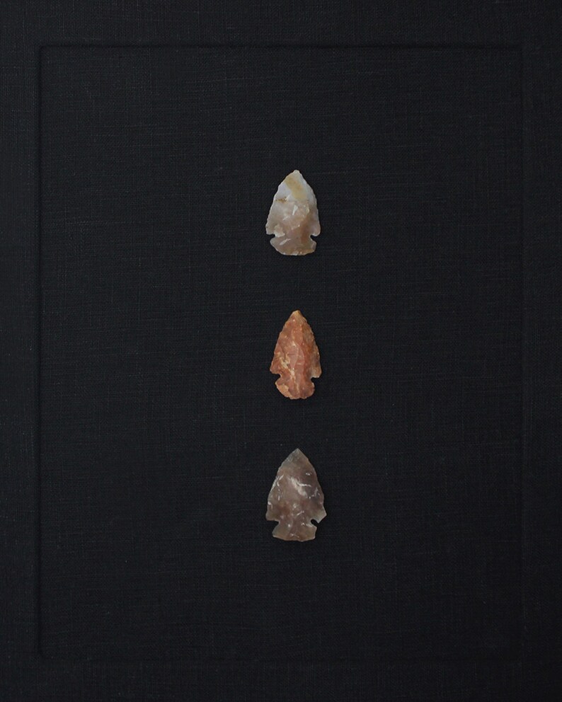 Framed Arrowheads Natural Stone Black Linen Matting Shadowbox Frame ...