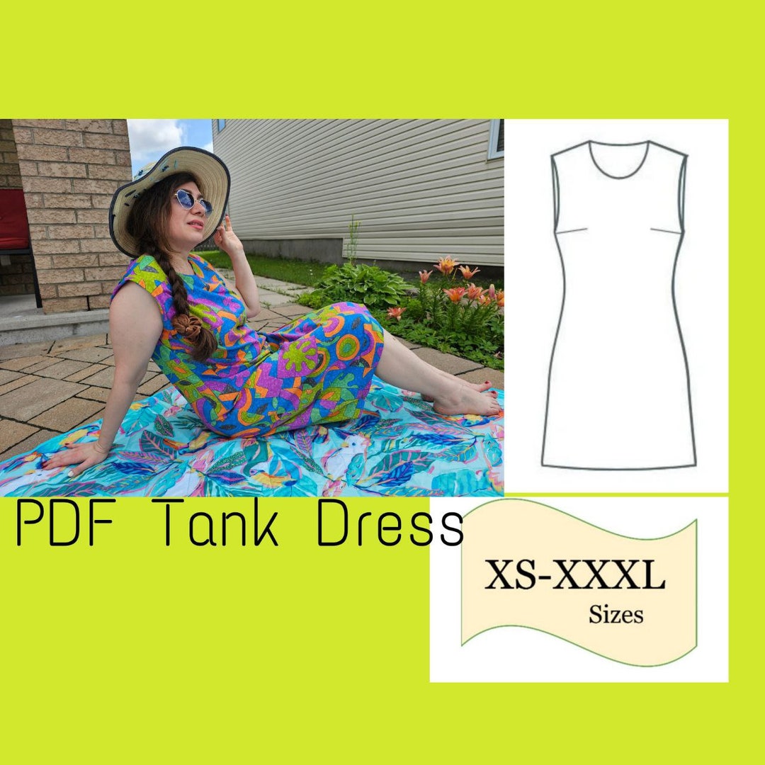 Tank Dress PDF Sewing Pattern, Sewing Pattern Sleeveless Dress, PDF ...