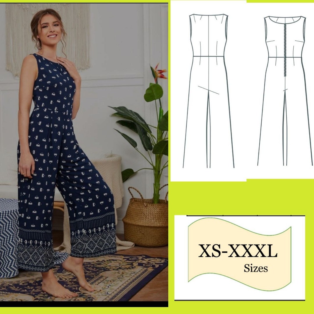 Summer Jumpsuit PDF Sewing Pattern Jumpsuit Pattern Palazzo - Etsy