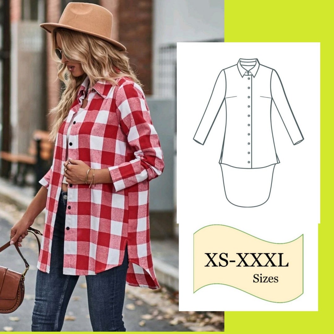 Patron de couture de chemise PDF / Chemise à ourlet bas et - Etsy France