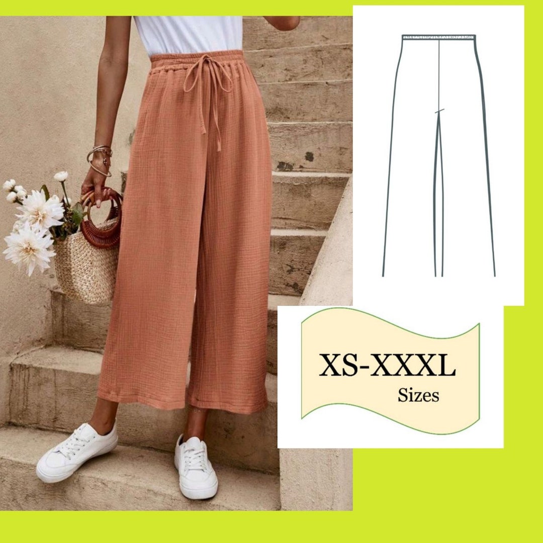 Wide Leg Pants PDF Sewing Pattern Comfy Beginners Friendly - Etsy