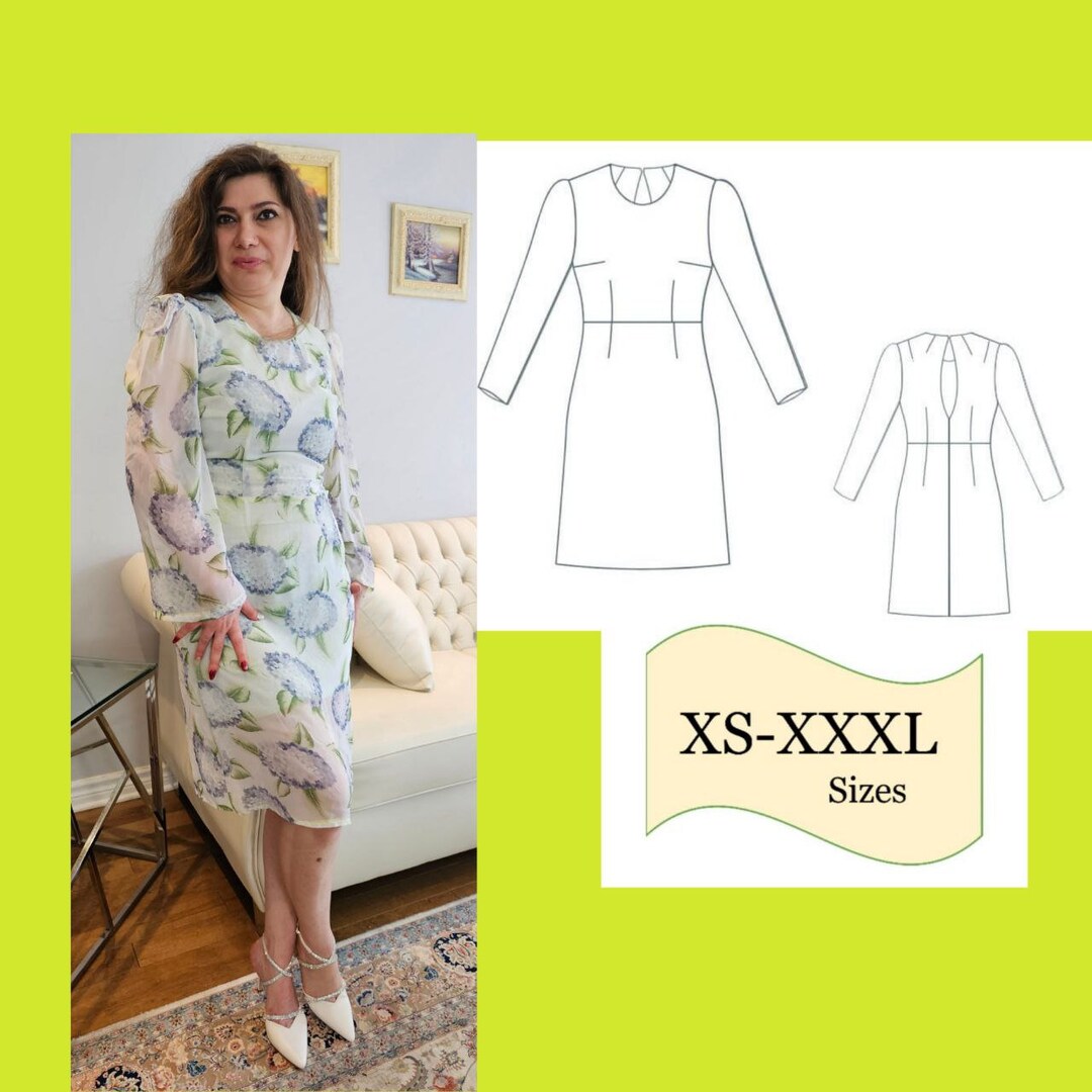 PDF Sewing Dress Pattern, A Line Dress Digital Pattern, Long Puff ...
