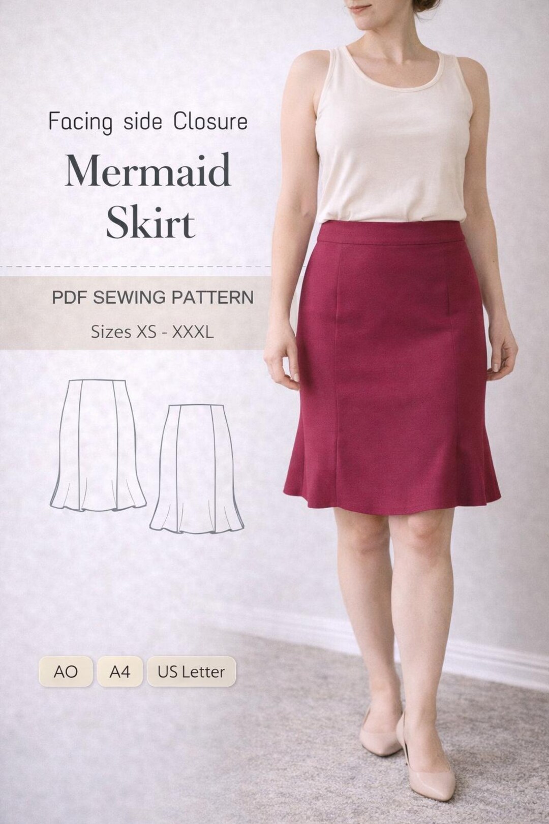 PDF Trumpet Skirt Pattern, Sewing Pattern Skirt, Mermaid Skirt Digital ...