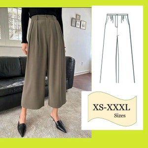 PDF Wide Leg Cropped Pants/ Pants Sewing Pattern/ Pleated - Etsy UK