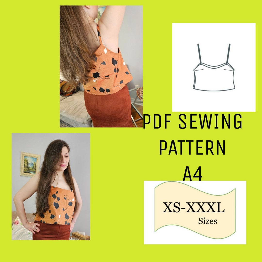 PDF Pattern Cami Relaxed Top, Cropped Top Digital Pattern, Sleeveless ...