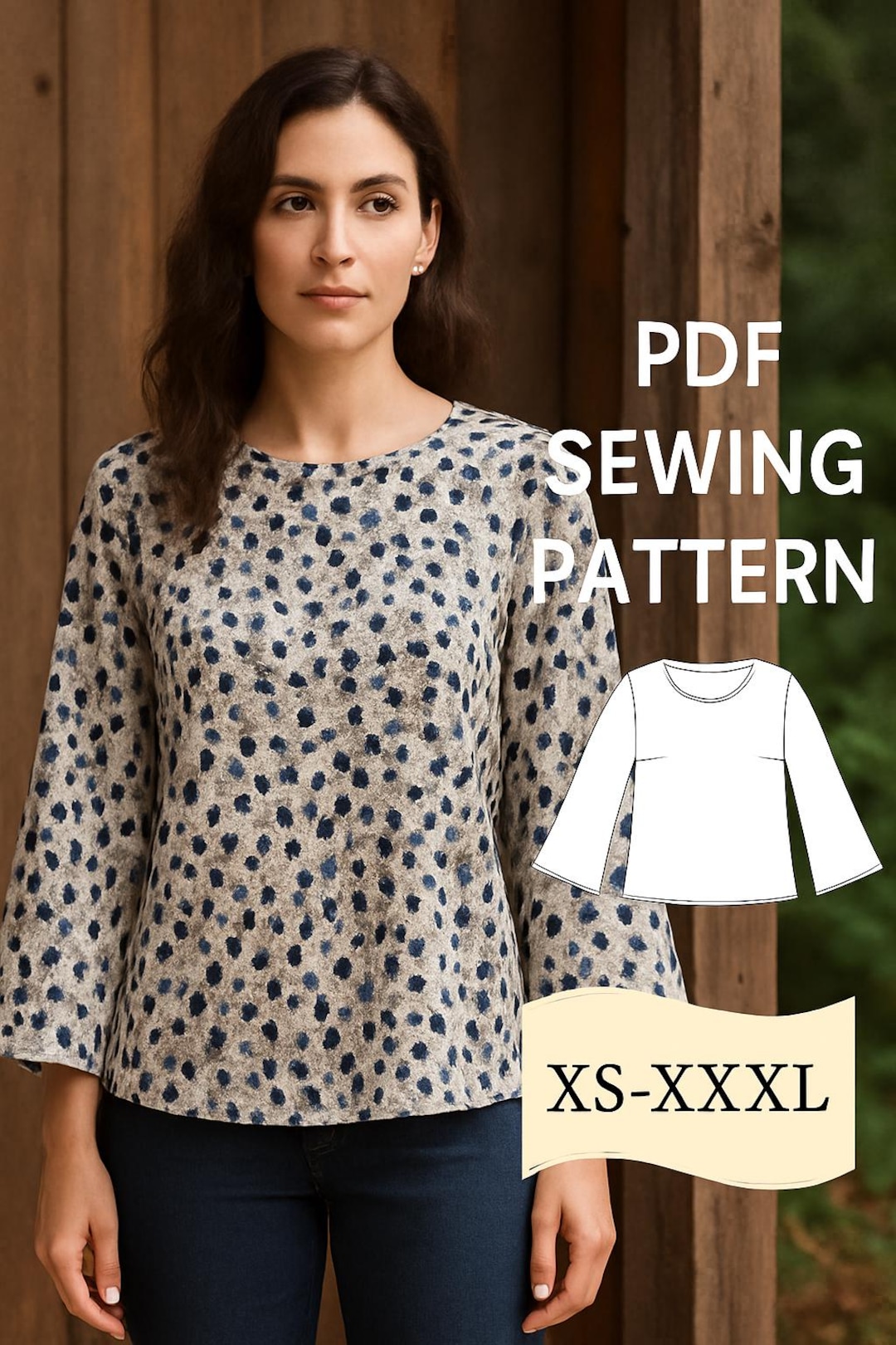 Blouse Pattern PDF. PDF Sewing Pattern Top. Sewing Pattern for Women ...