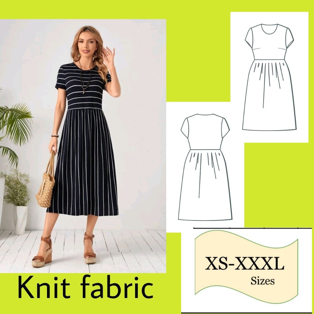 PDF Dress Pattern Digital Sewing Pattern Knit Fabric. - Etsy