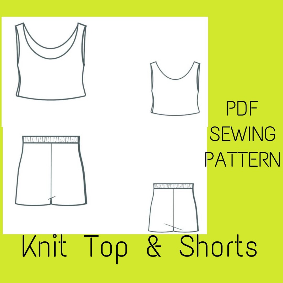 Tank Top and Shorts PDF Sewing Patterns. Shorts Pattern, Cropped Top ...