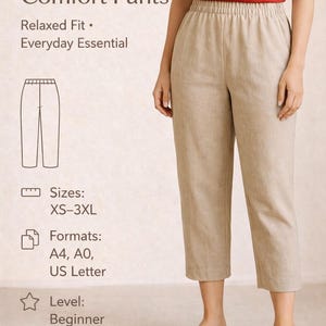 Capri Pants PDF Sewing Pattern, Capris Patterns for Women, Pants Sewing ...