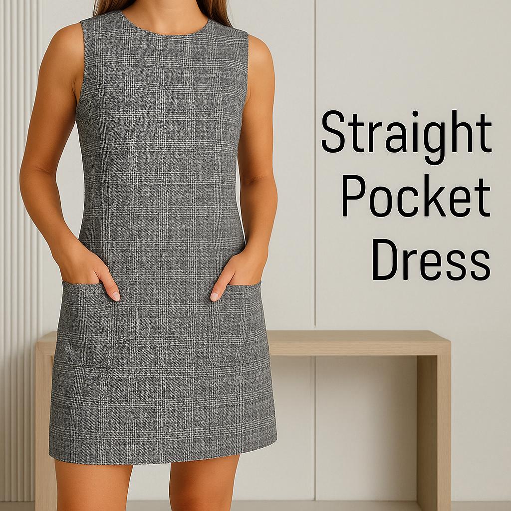 PDF Sewing Pattern Dress, Pocket Straight Dress Digital Sewing Pattern ...