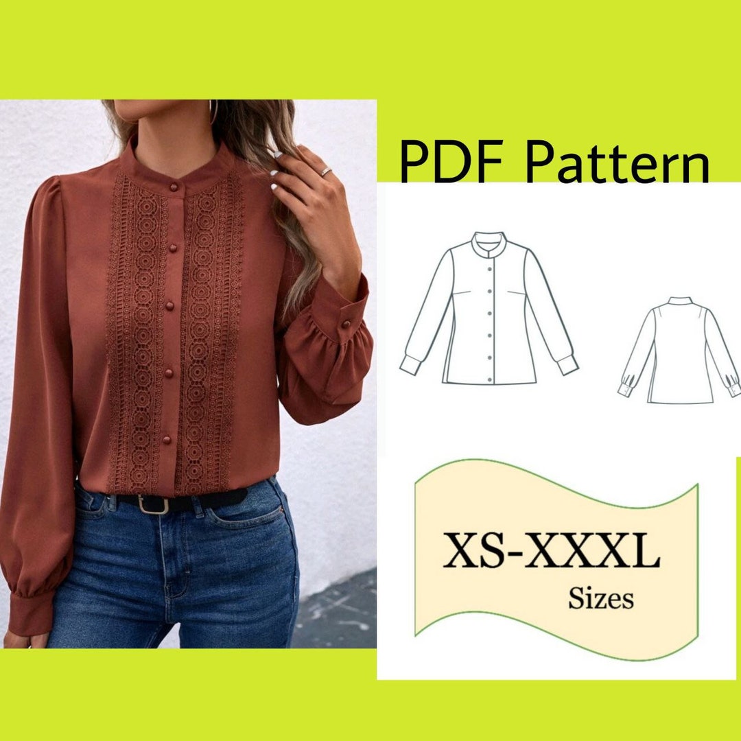 Long Sleeve Top PDF Pattern/ Top Pattern for Women/ Woven Top - Etsy