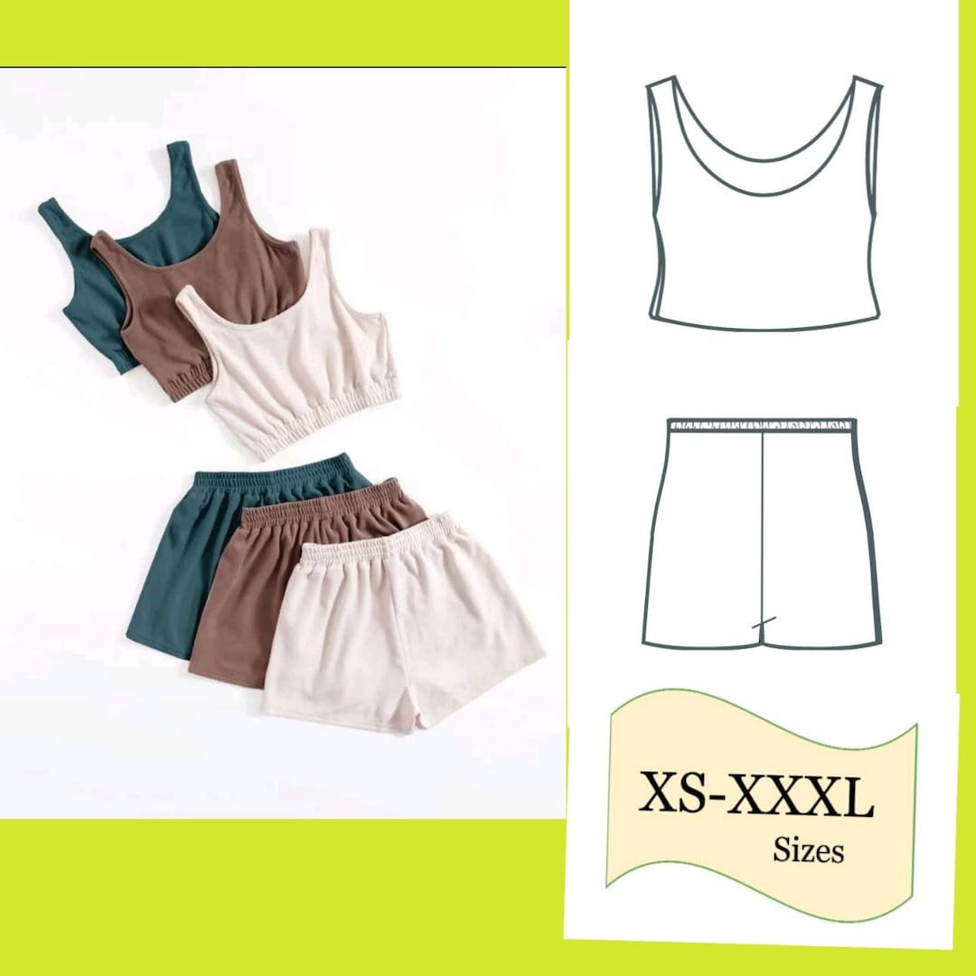 Tank Top and Shorts PDF Sewing Patterns. Shorts Pattern - Etsy