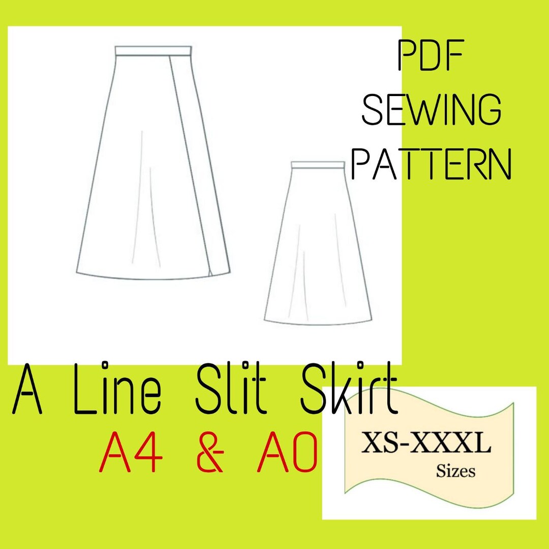 PDF A Line Skirt Sewing Pattern, Front Slit Skirt Pattern, Digital ...
