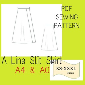 PDF A Line Skirt Sewing Pattern, Front Slit Skirt Pattern, Digital Pattern Skirt, Bottom Sewing ...