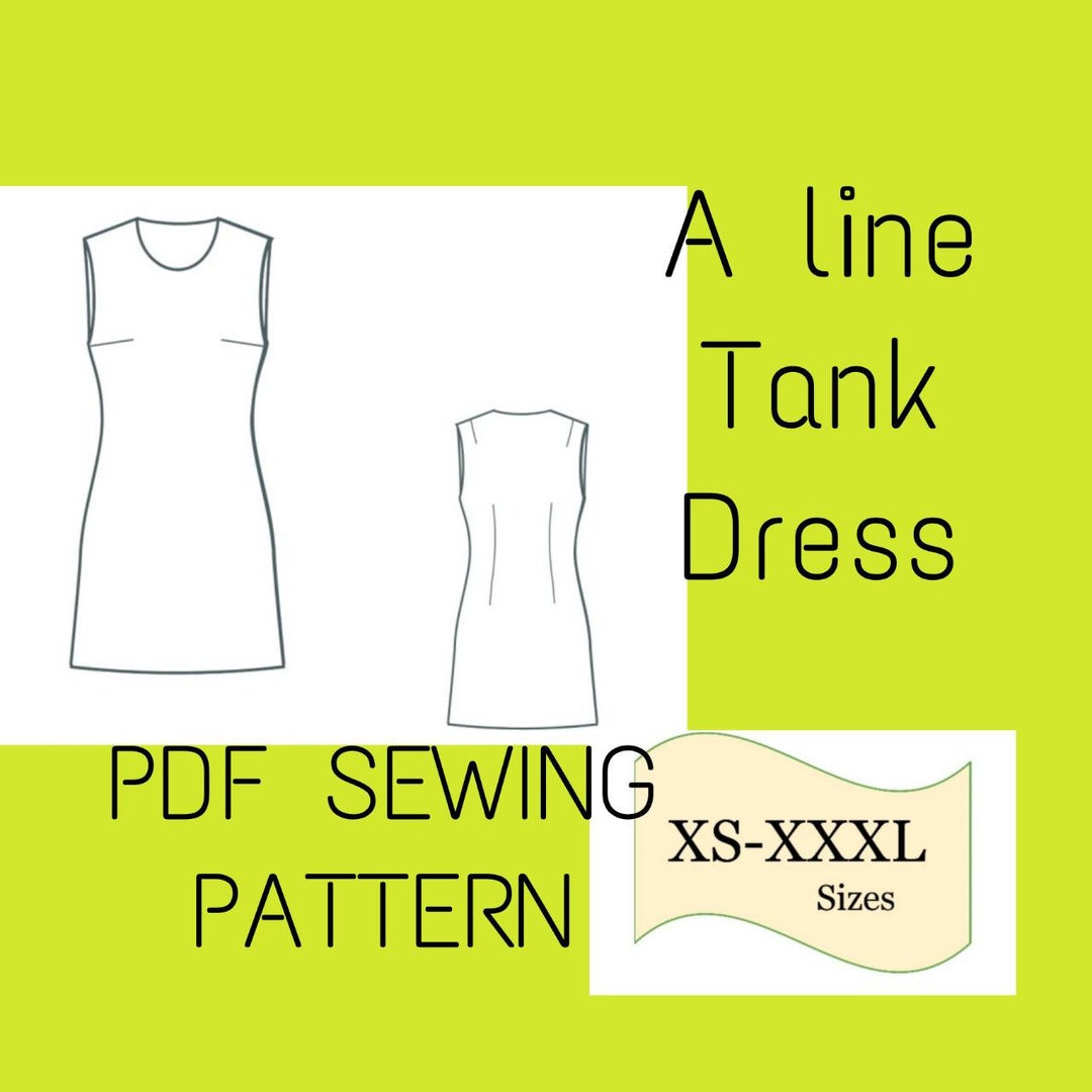 Tank Dress PDF Sewing Pattern, Sewing Pattern Sleeveless Dress, PDF ...
