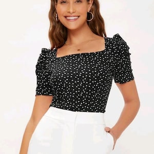 PDF Square Neck Top Sewing Pattern/puff Sleeve Top Pattern / - Etsy