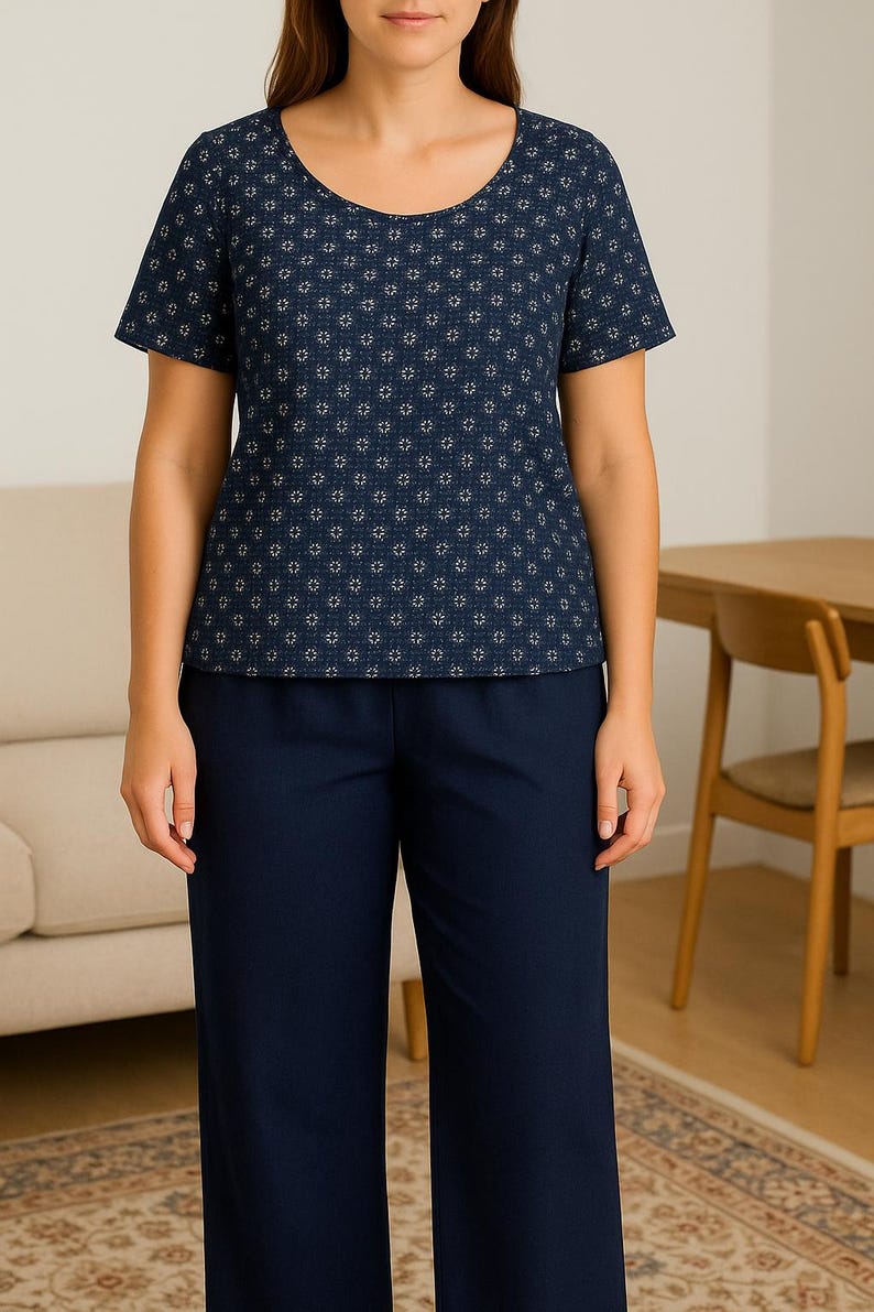 PDF Sewing Pattern Top & Pants, Top and Pants Sewing Pattern, Wide Leg ...