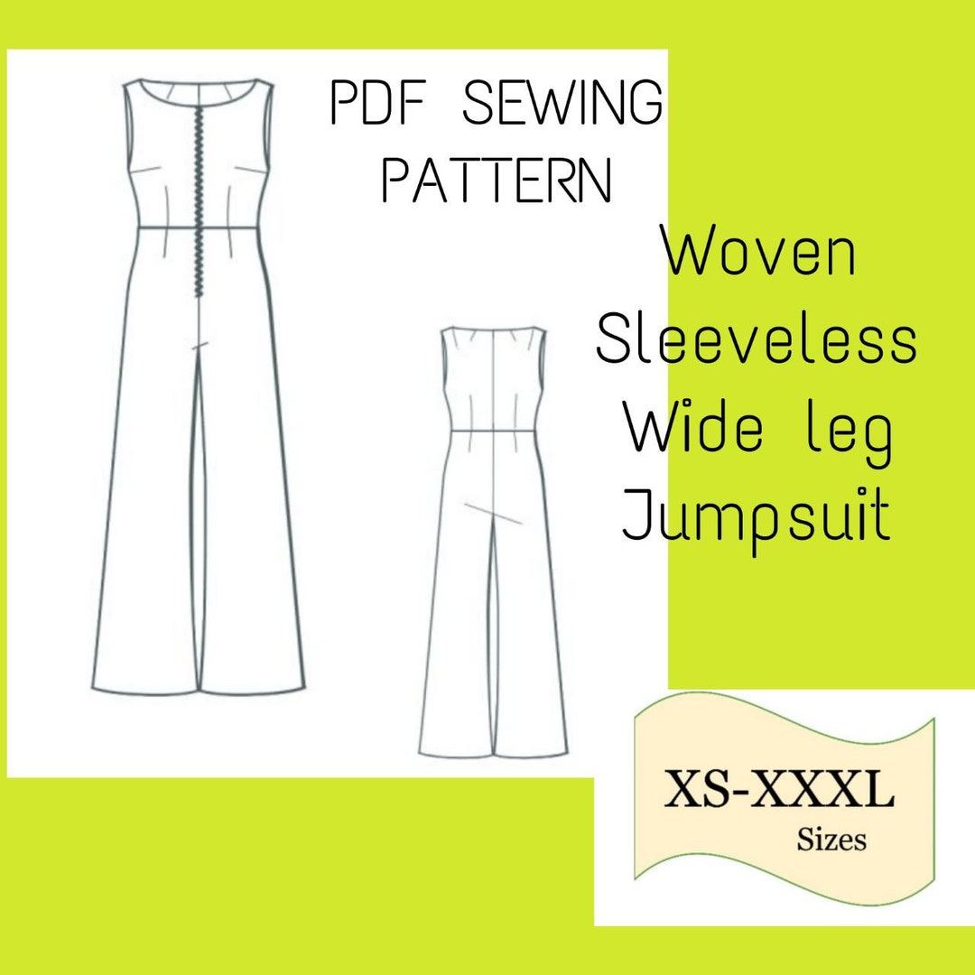 Summer Jumpsuit PDF Sewing Pattern , Jumpsuit Pattern, Palazzo Jumpsuit ...