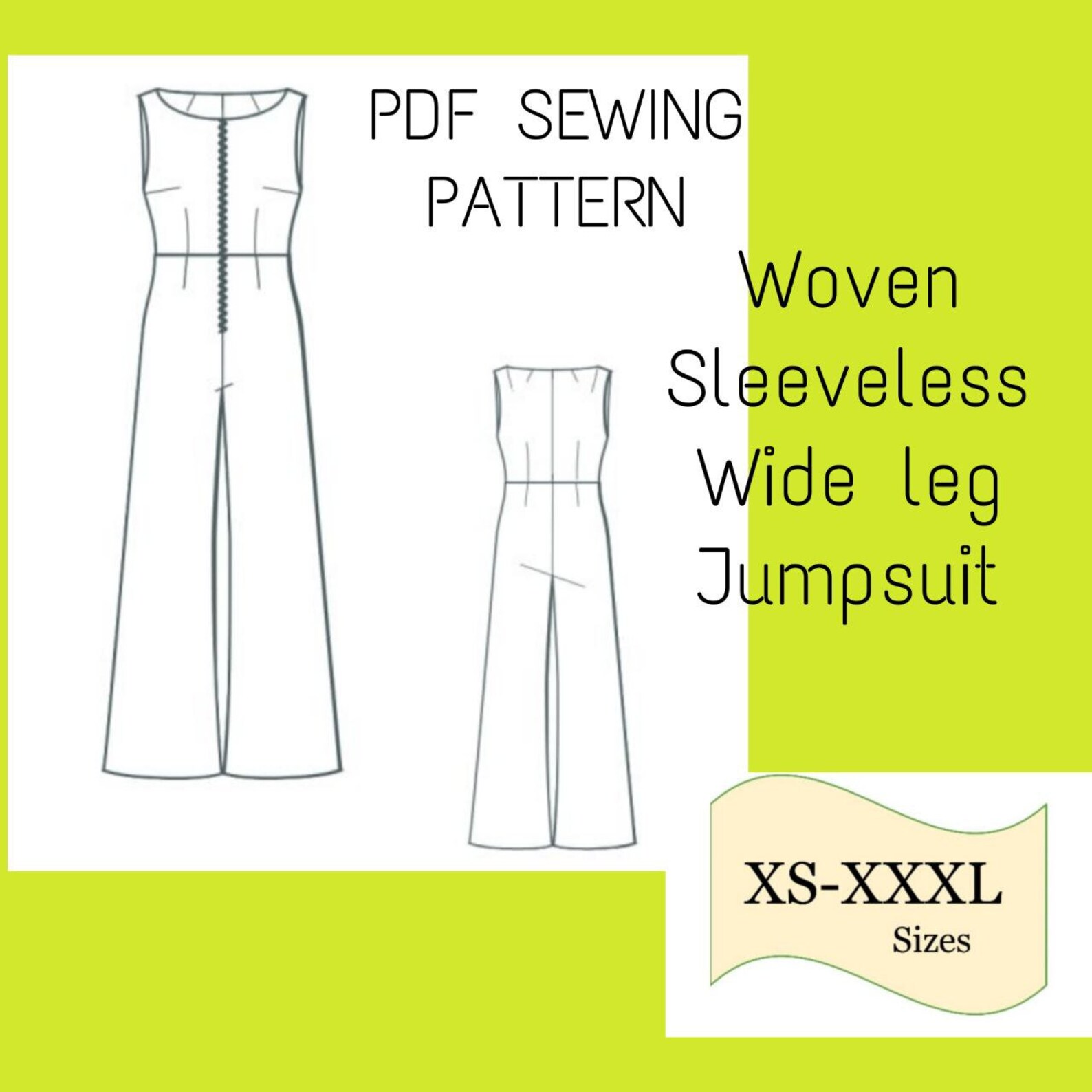 Summer Jumpsuit PDF Sewing Pattern , Jumpsuit Pattern, Palazzo Jumpsuit ...