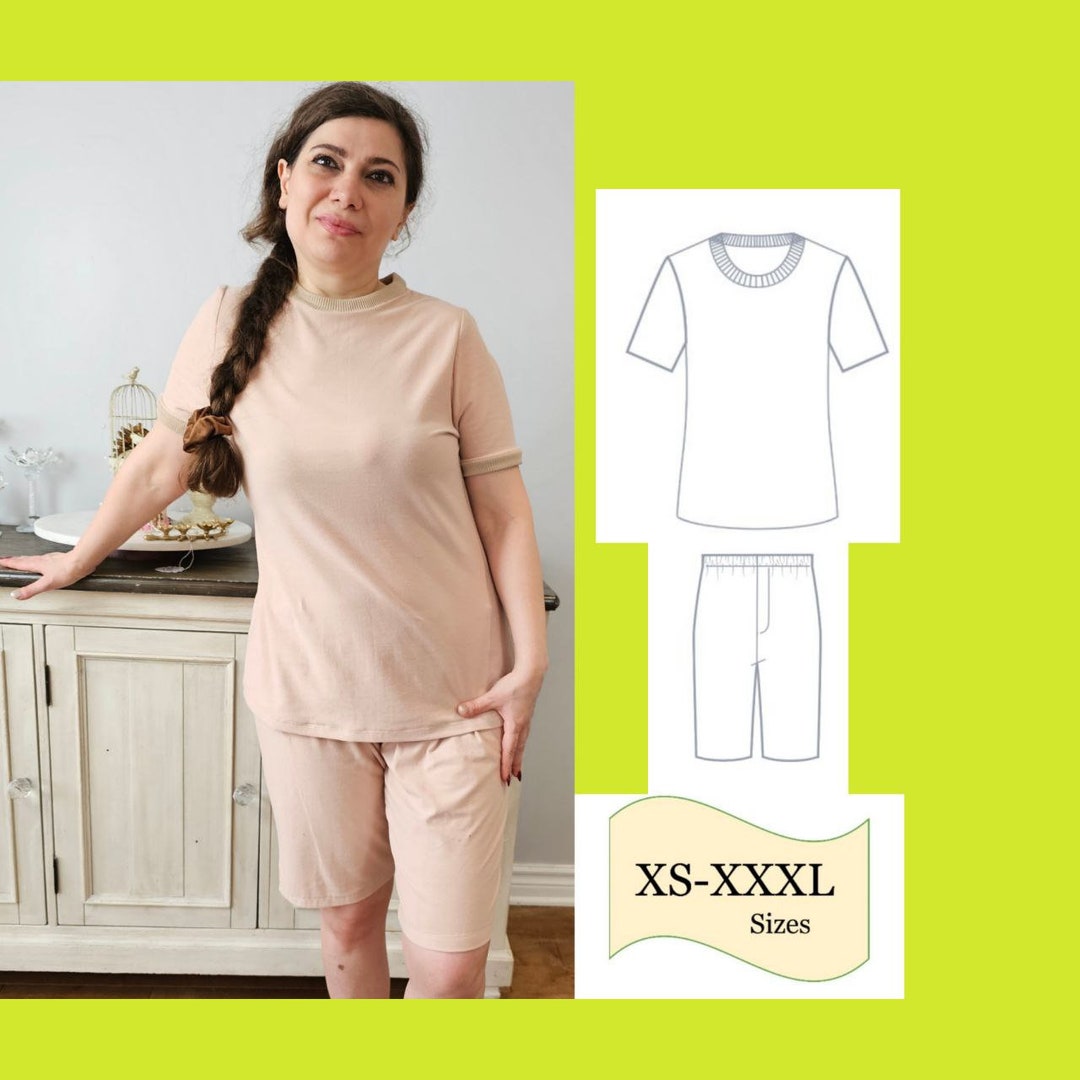 PDF Sewing Pattern Shorts & T Shirt for Women, Decorative Zipper Pants ...