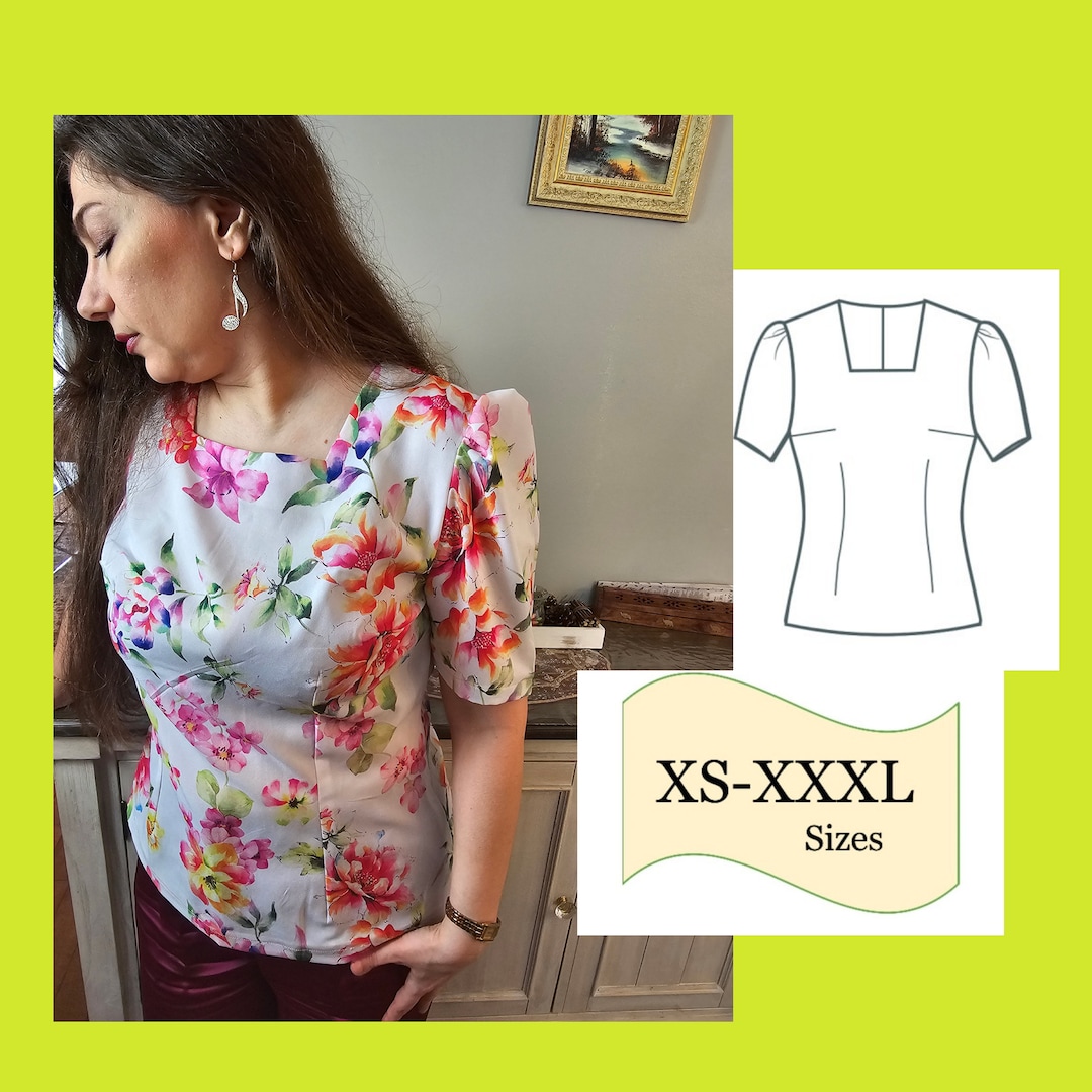 PDF Square Neck Top Sewing Pattern/puff Sleeve Top Pattern Summer PDF ...