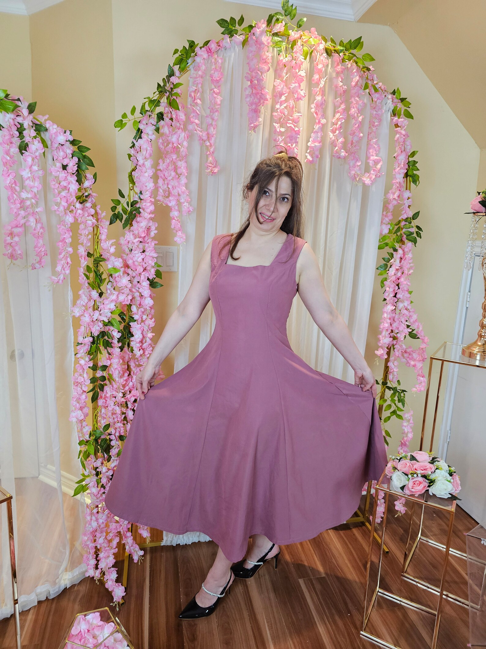 PDF Flared Dress Sewing Pattern/ Square Neck Sleeveless Dress Pattern ...