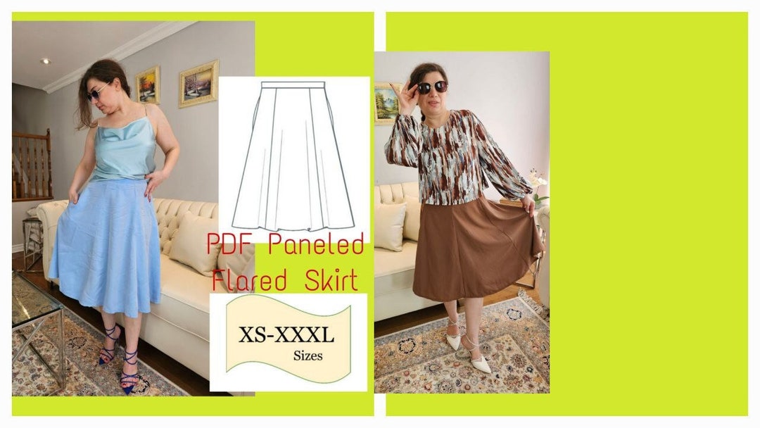 PDF Sewing Pattern Flared Skirt, Paneled Skirt Patter N, PDF Princess ...