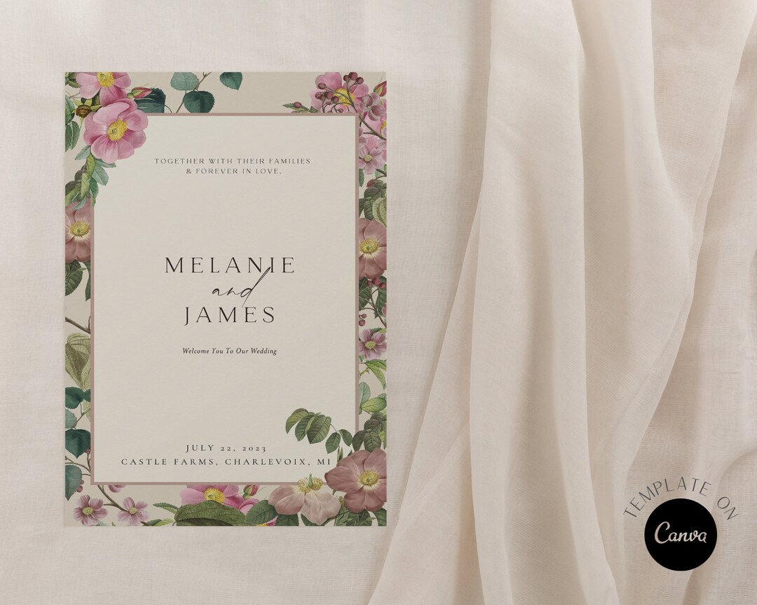 Unique Elegant Garden Wedding Floral Program Booklet Template - Etsy