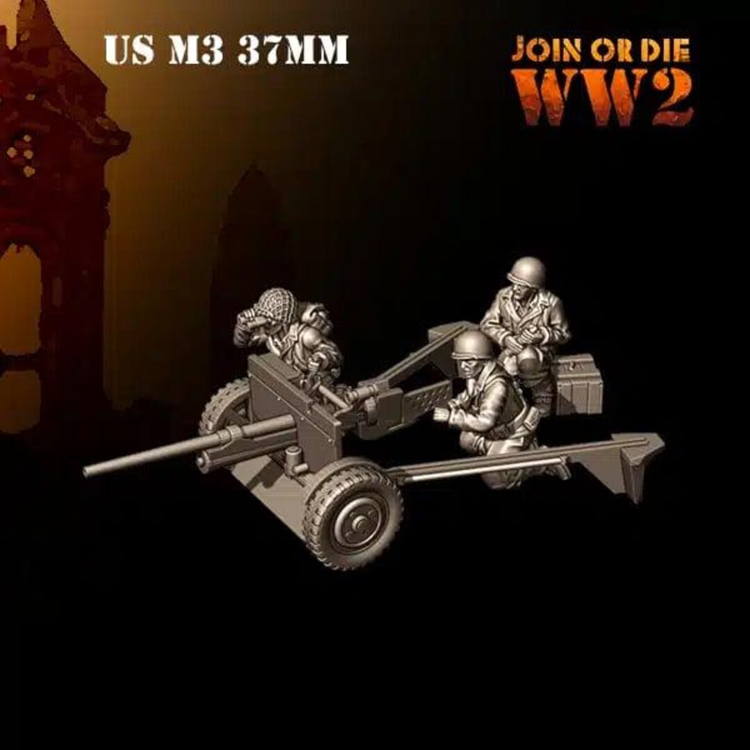 US Army G.I. M3 37mm AT Gun | WW2 | 28mm | Bolt Action | 3D Breed ...