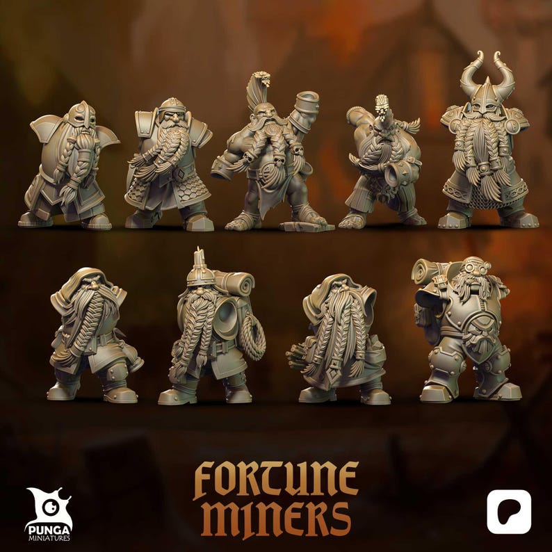Dwarf Fortune Miners Warband | Fantasy Miniatures | Dnd | Tabletop ...