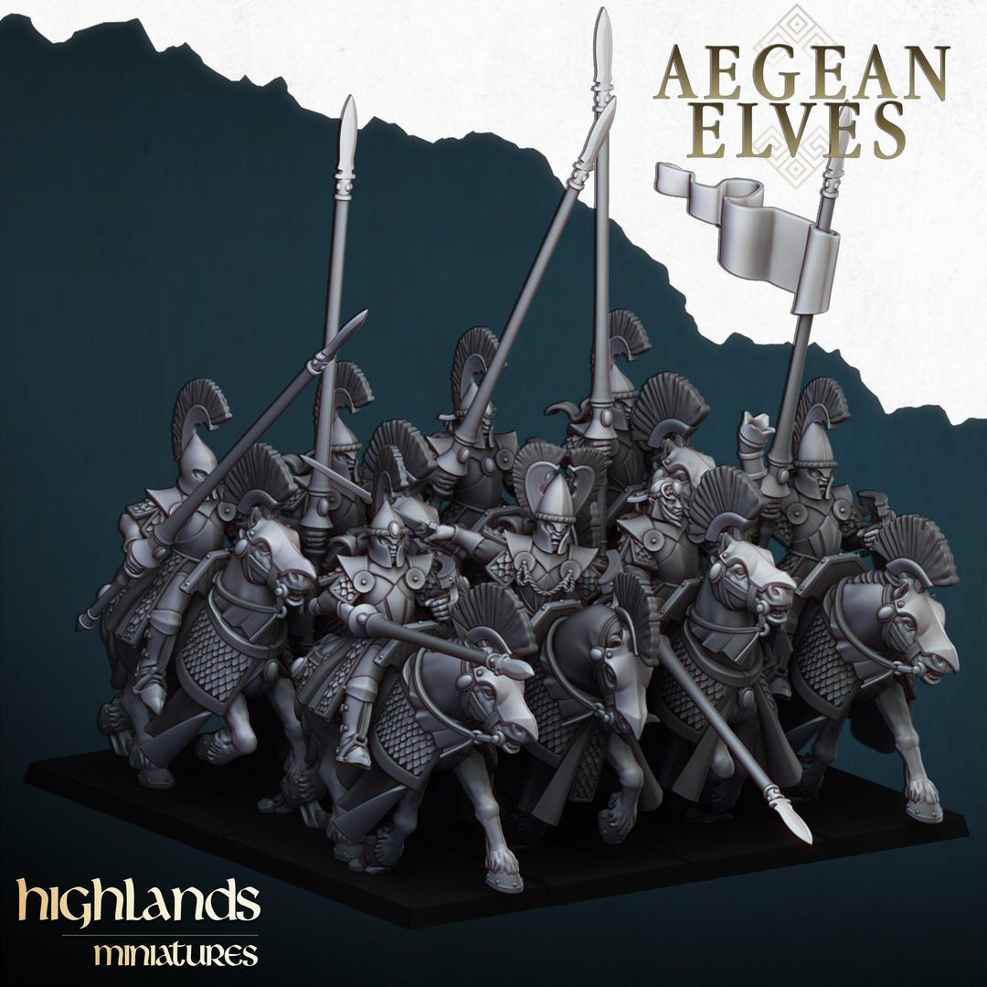 28mm Mounted Lances - Aegean Elves | Highland Miniatures, Fantasy ...