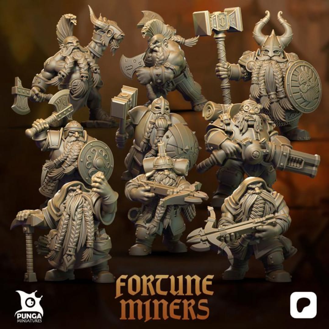 Dwarf Fortune Miners Warband | Fantasy Miniatures | Dnd | Tabletop ...