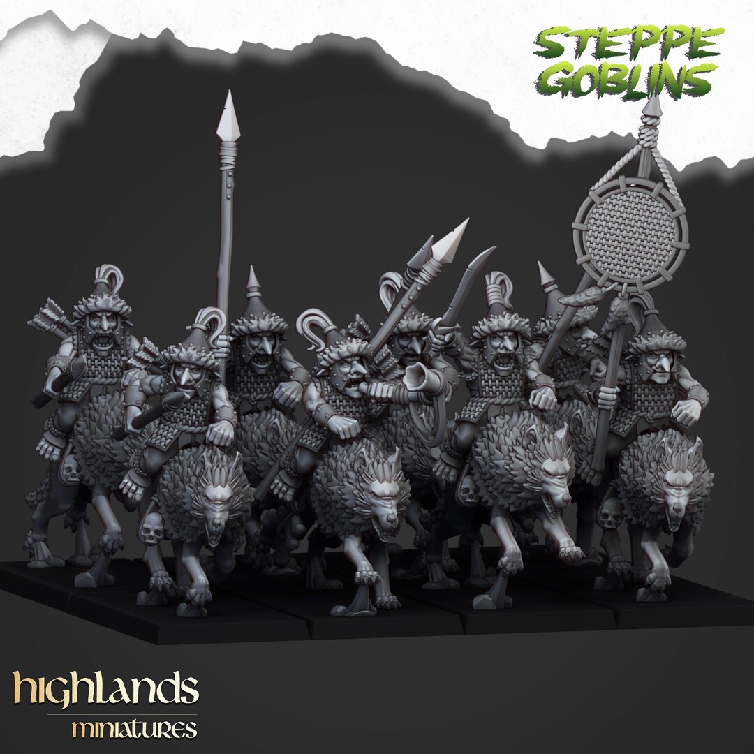 Goblin Wolf Riders With Spears | Highland Miniatures, Fantasy Steppe ...