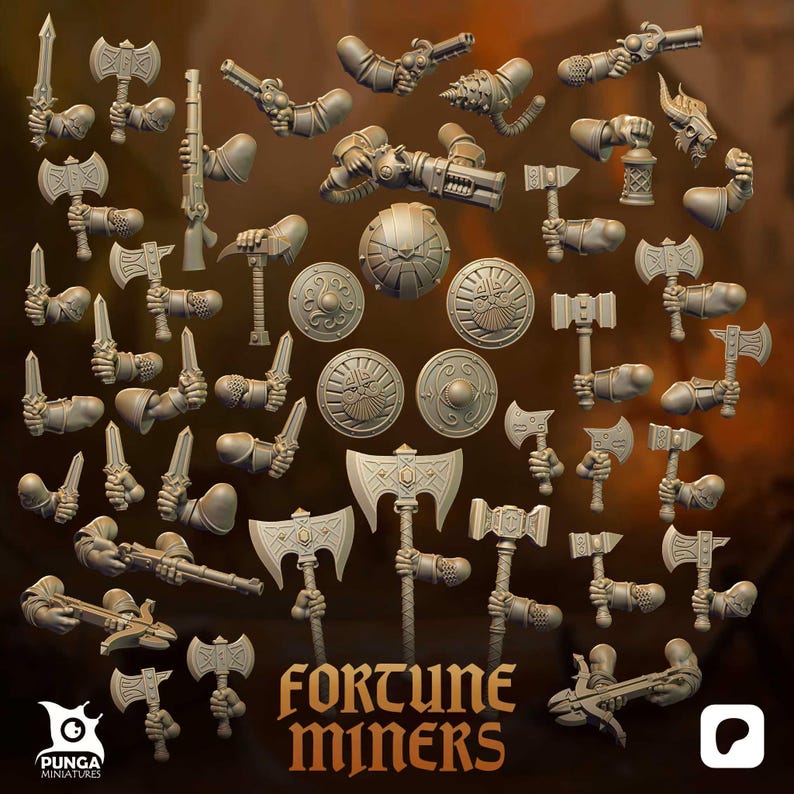 Dwarf Fortune Miners Warband | Fantasy Miniatures | Dnd | Tabletop ...