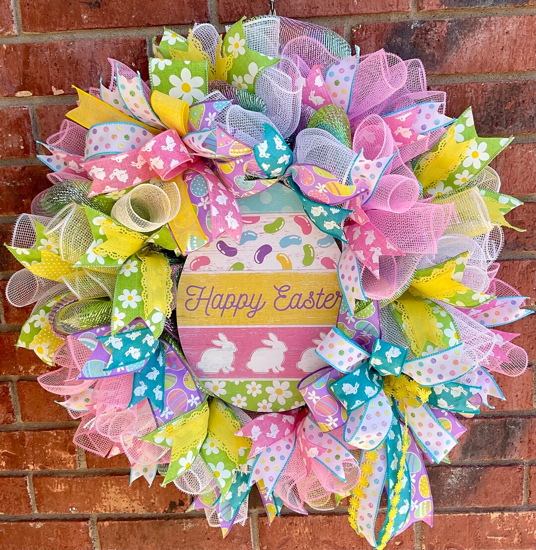 Happy Easter Wreath, Easter Egg Wreath, Easter Gifts, Gifts for Mom - Etsy