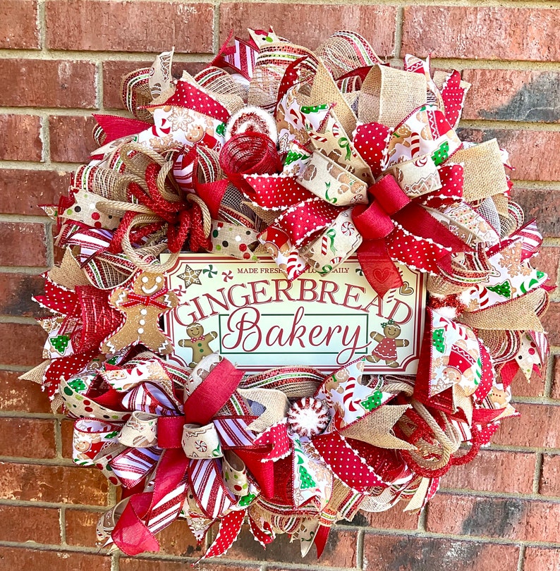 Christmas Wreath, Gingerbread Christmas Wreath, Large Gingerbread ...