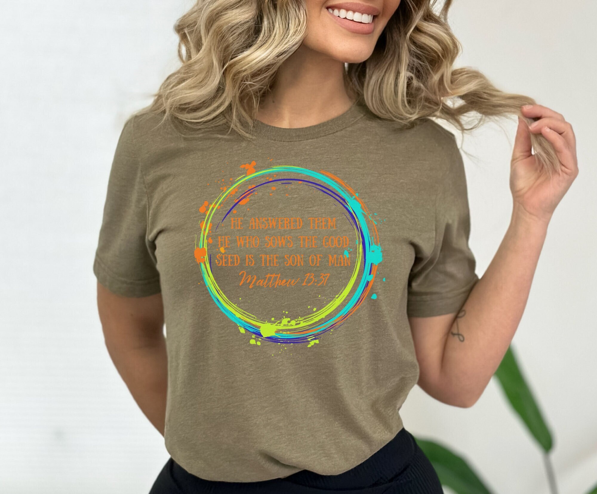 Bible Verse T-shirt Christian T Shirt Paint Splatter Tee Circle T Shirt ...