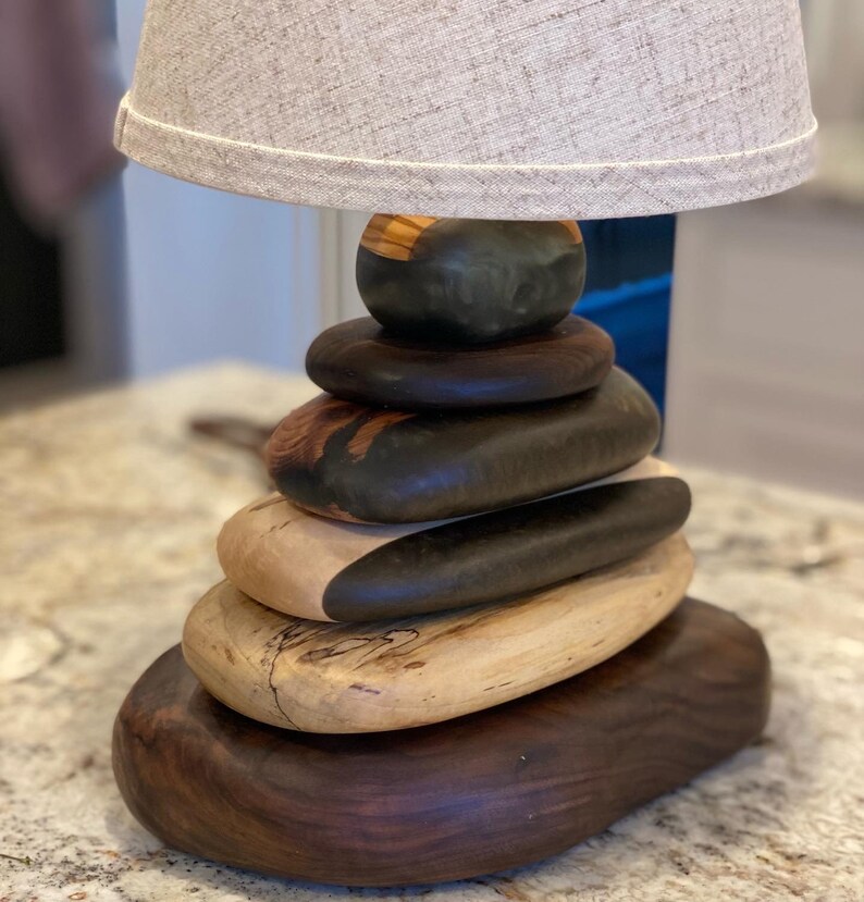 Rustic Cabin River Rock Lamp Made From Epoxy and Wood - Etsy